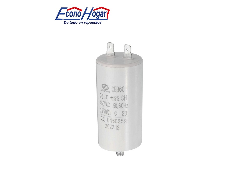 CAPACITADOR CON TORNILLO 450V 20uf | EconoHogar
